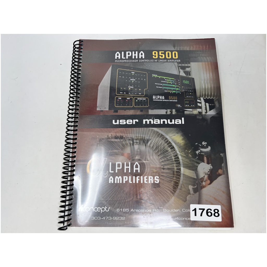 ALPHA Amplifiers – Alpha 9500 User Manual | Ham Radio Estate Planning